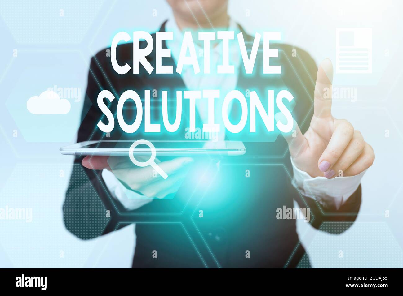 Sign displaying Creative Solutions. Internet Concept mental process of ...