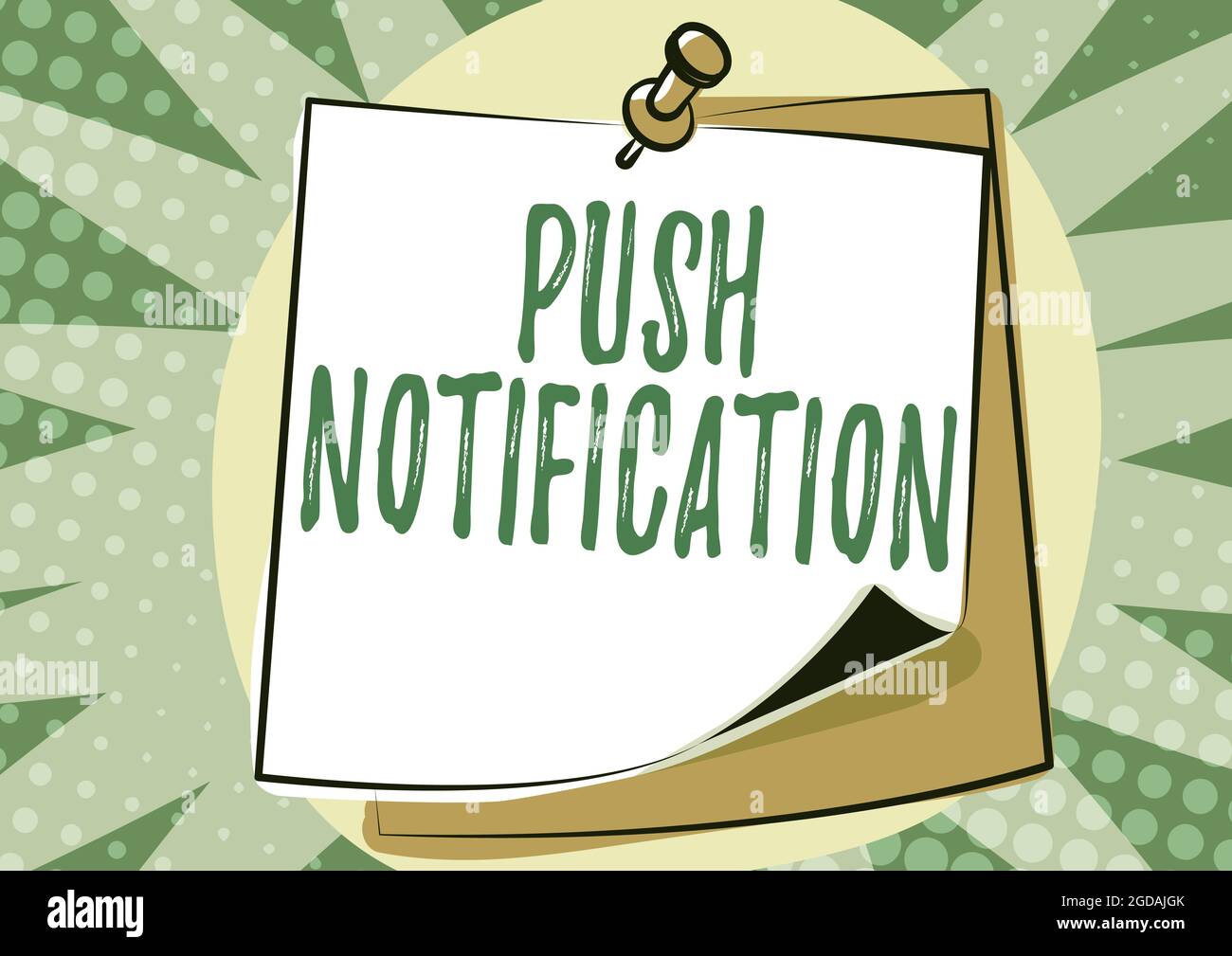 Sign displaying Push Notification. Word Written on automated message ...