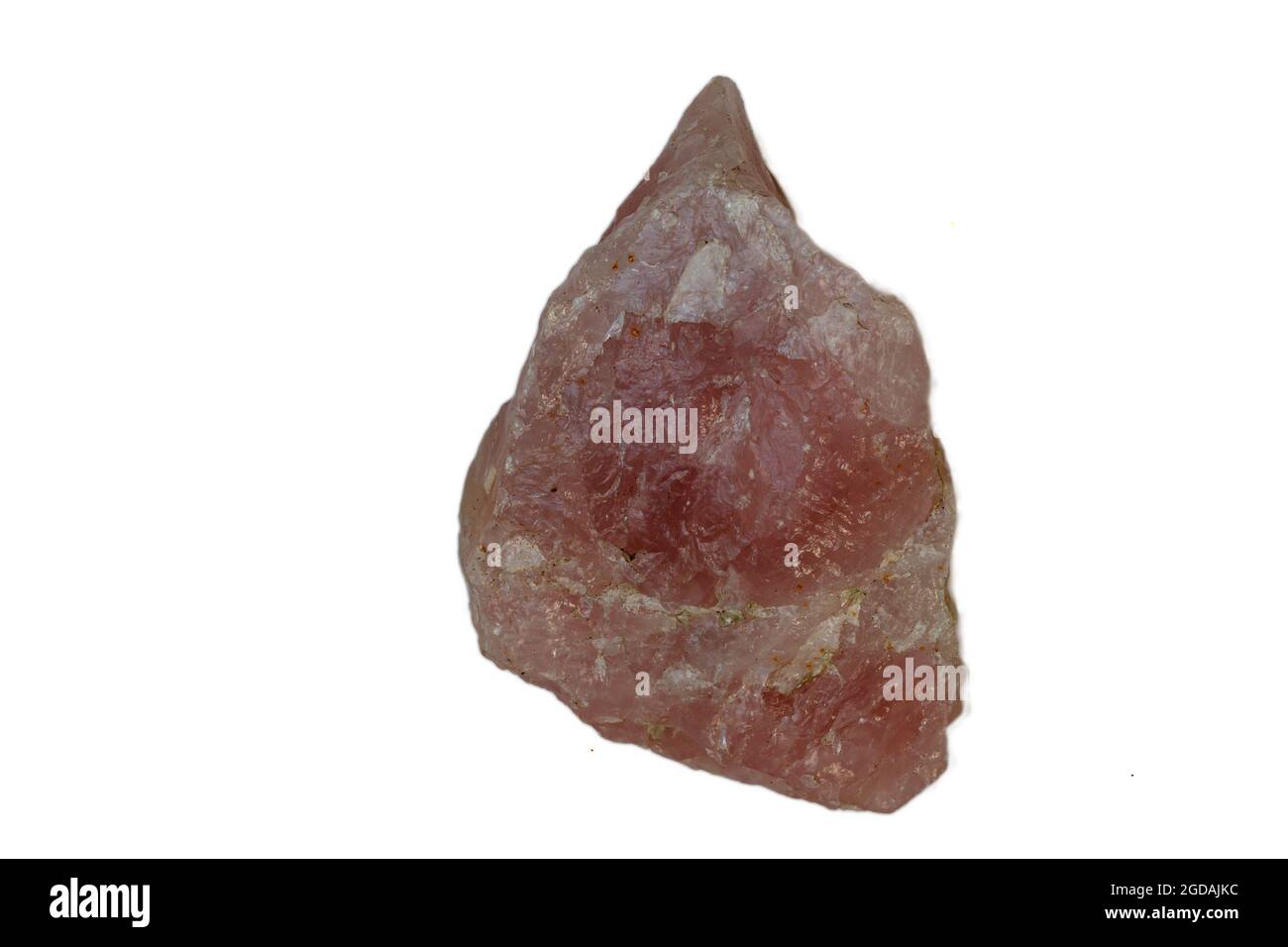 raw unpolished piece of rose quartz isolated on a white background ...
