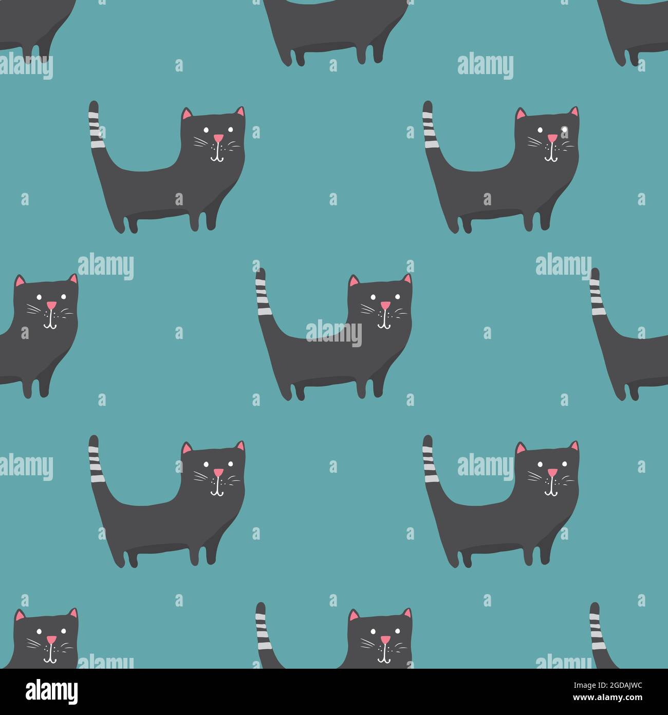 Cute cat seamless pattern. Cartoon cats background design, vector illustration Stock Vector ...