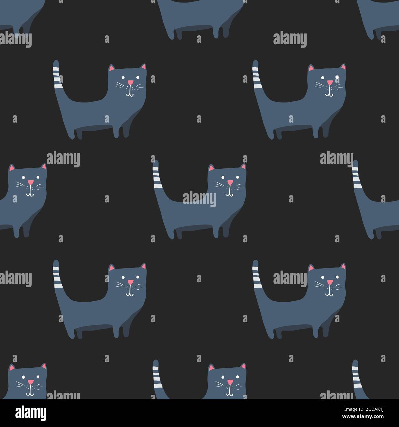 Cute cat seamless pattern. Cartoon cats background design, vector ...