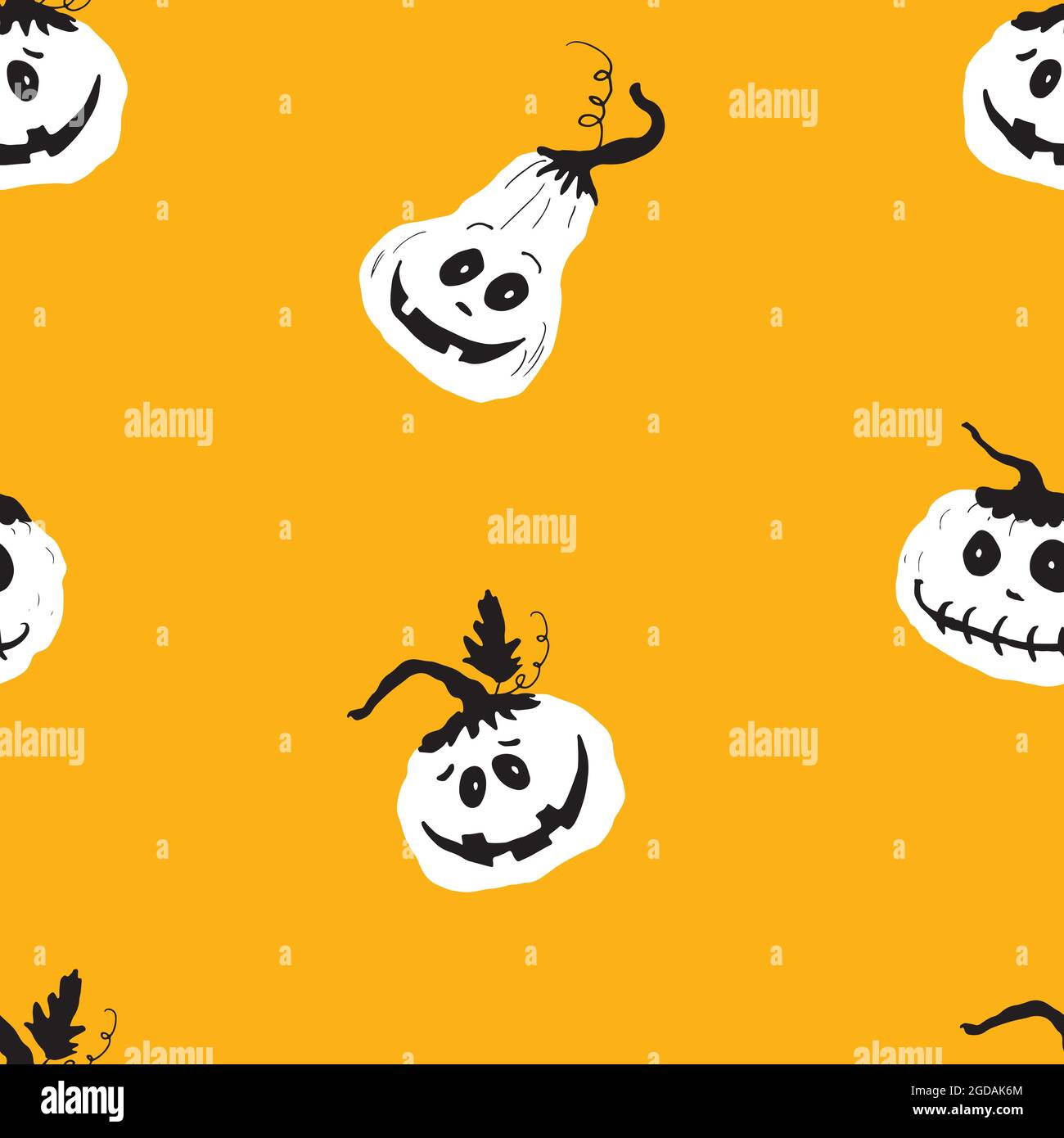 Halloween pumpkin seamless pattern. Cute cartoon pumpkins, holiday ...