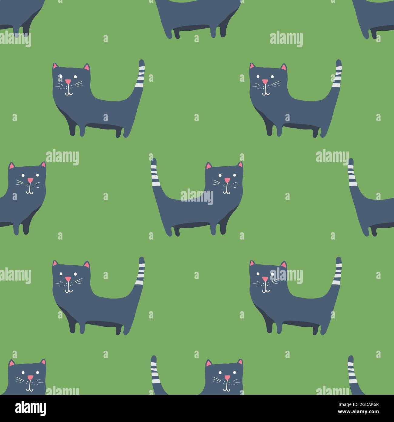 Cute cat seamless pattern. Cartoon cats background design, vector ...