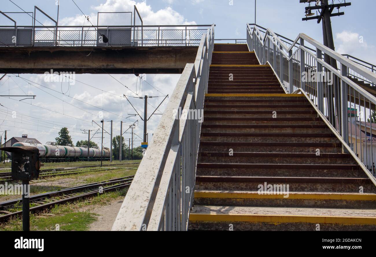 Railway bridge with steps, with impressive steps in perspective ...
