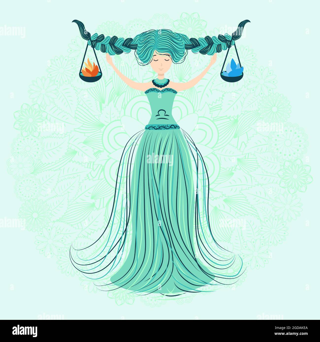 Zodiac, Libra illustration of the zodiac sign as a beautiful girl with ...