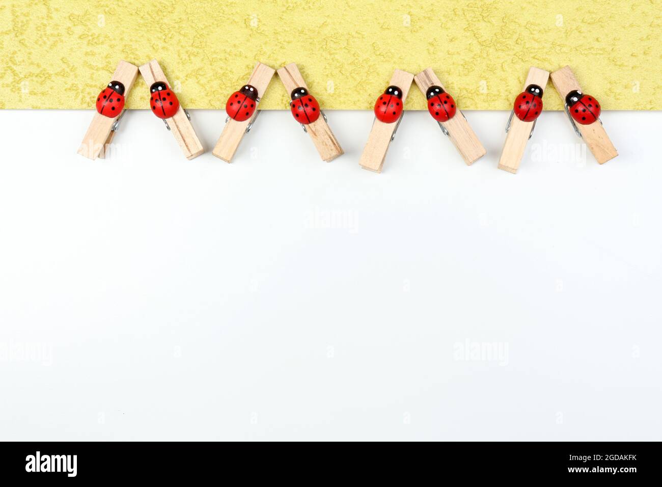 Colorful wooden pins with paper, isolated on white Stock Photo - Alamy