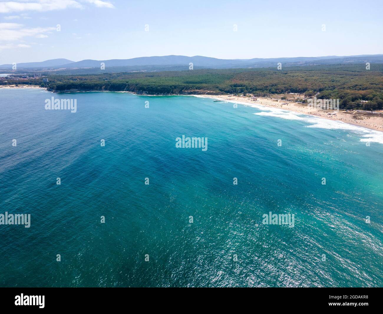 Amazing Aerial view of South Beach of Primorsko, Burgas Region ...
