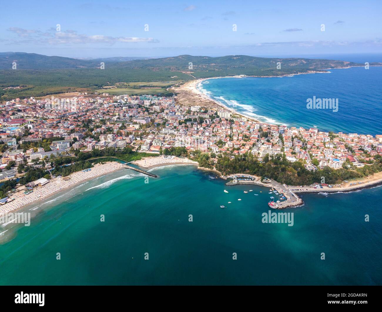 Amazing Aerial view of South Beach of Primorsko, Burgas Region ...