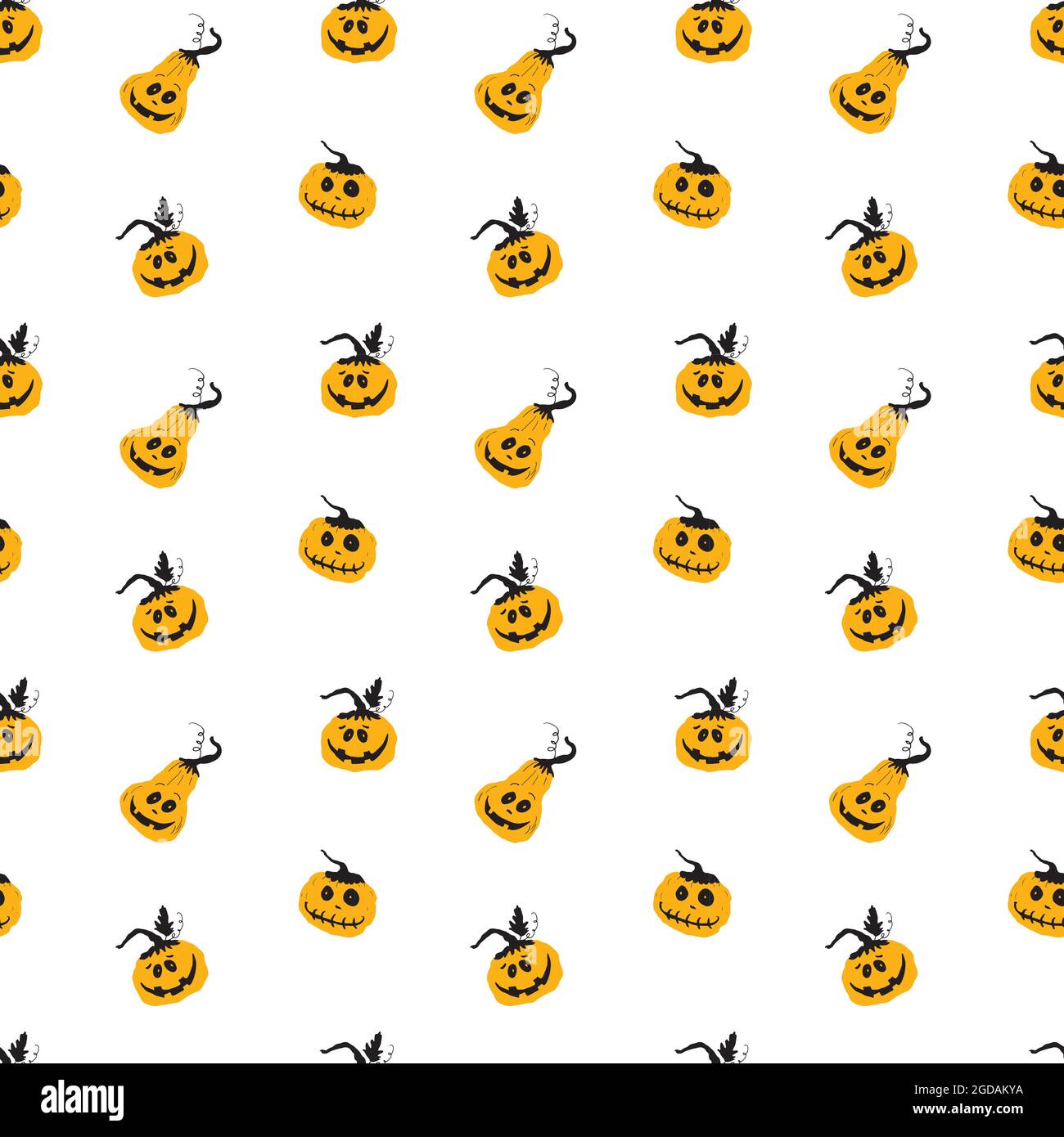 Halloween pumpkin seamless pattern. Cute cartoon pumpkins, holiday background design, vector ...