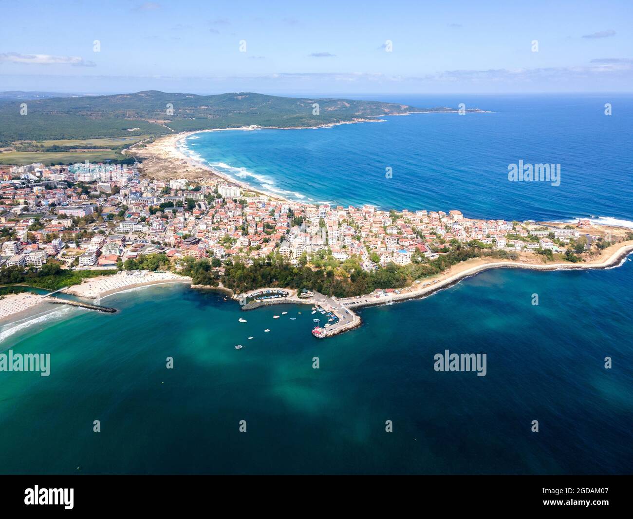Amazing Aerial view of South Beach of Primorsko, Burgas Region ...