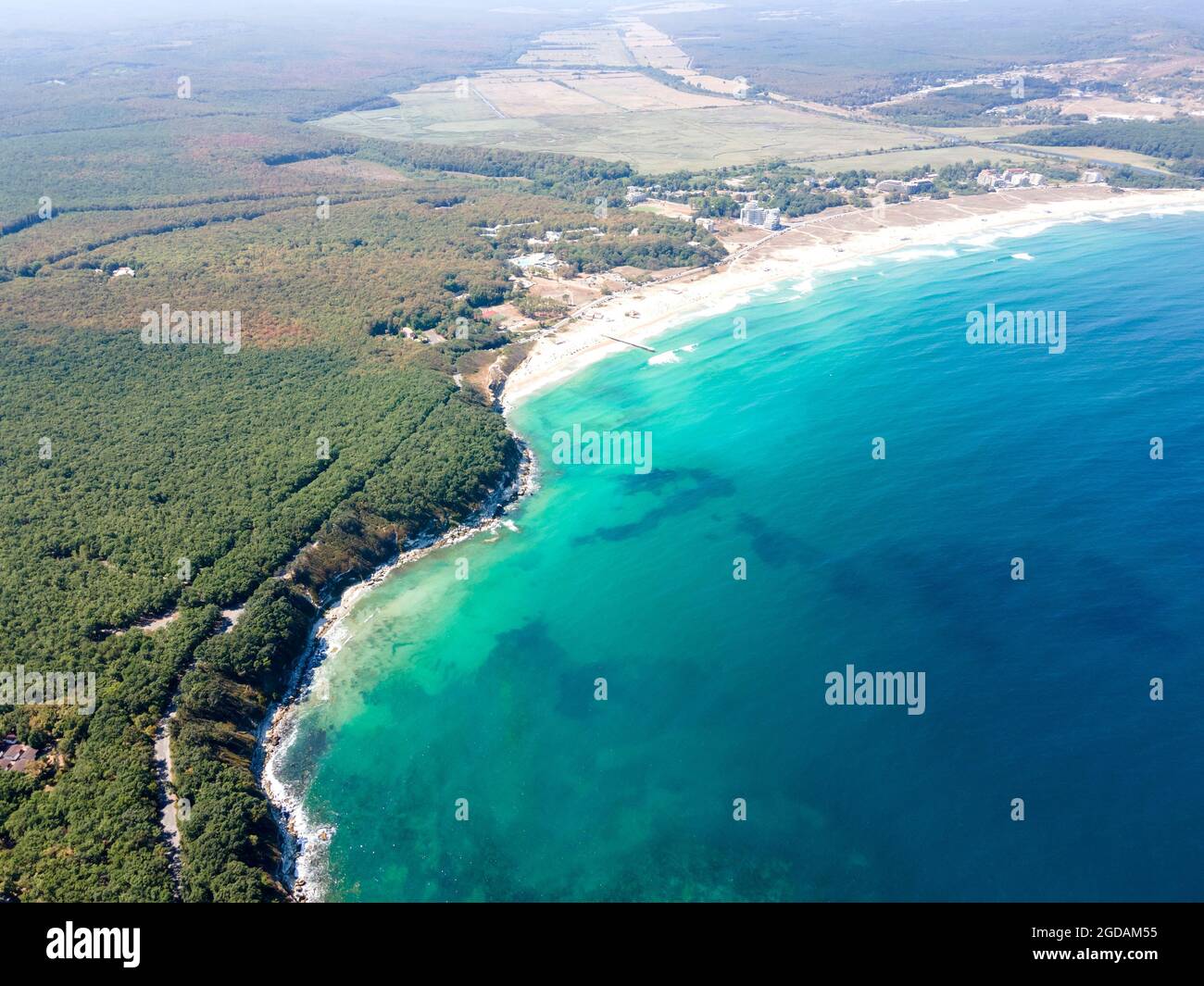 Amazing Aerial view of South Beach of Primorsko, Burgas Region ...