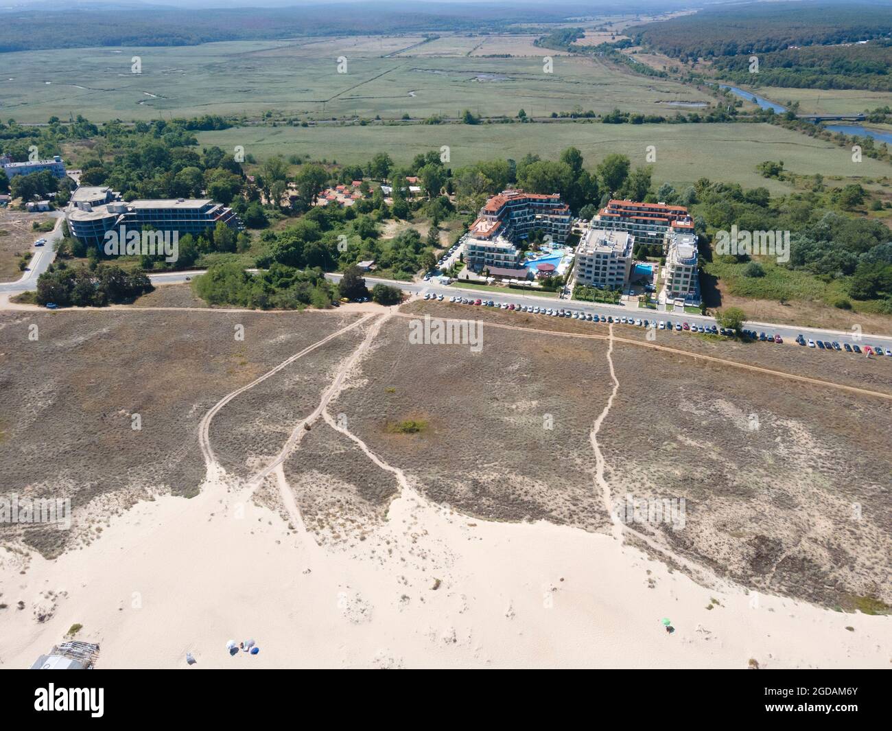 Amazing Aerial view of South Beach of Primorsko, Burgas Region ...