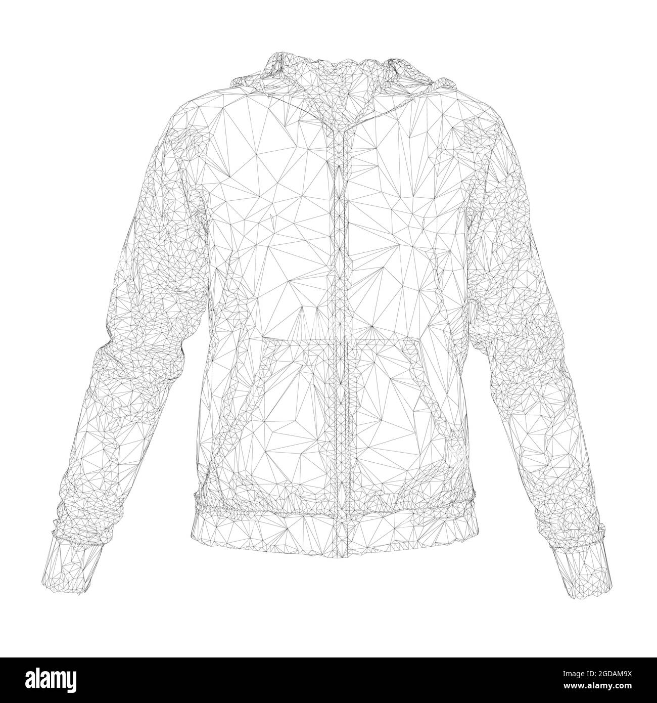 Low poly blazer frame with pockets isolated on white background. 3D ...