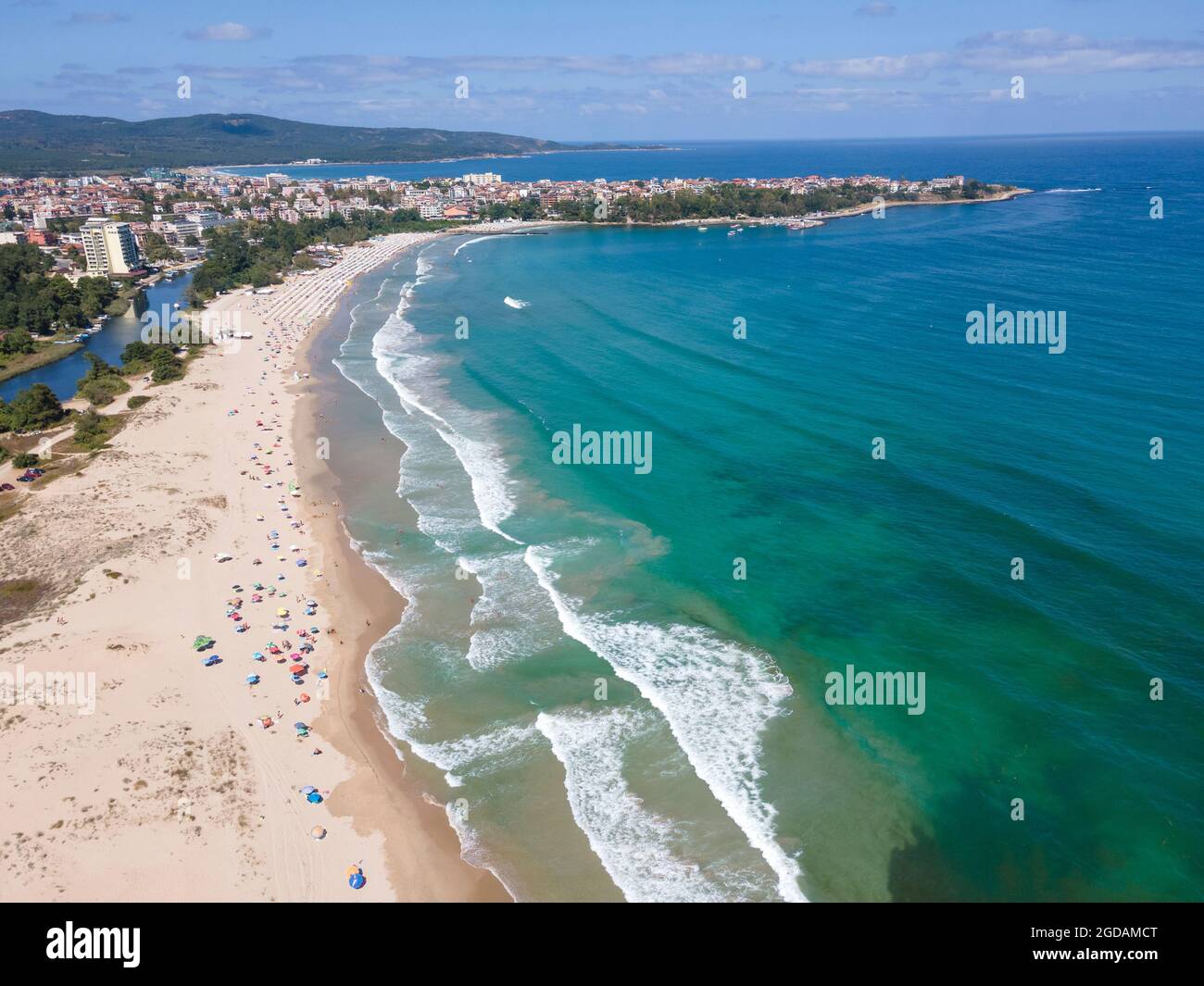 Amazing Aerial view of South Beach of Primorsko, Burgas Region ...