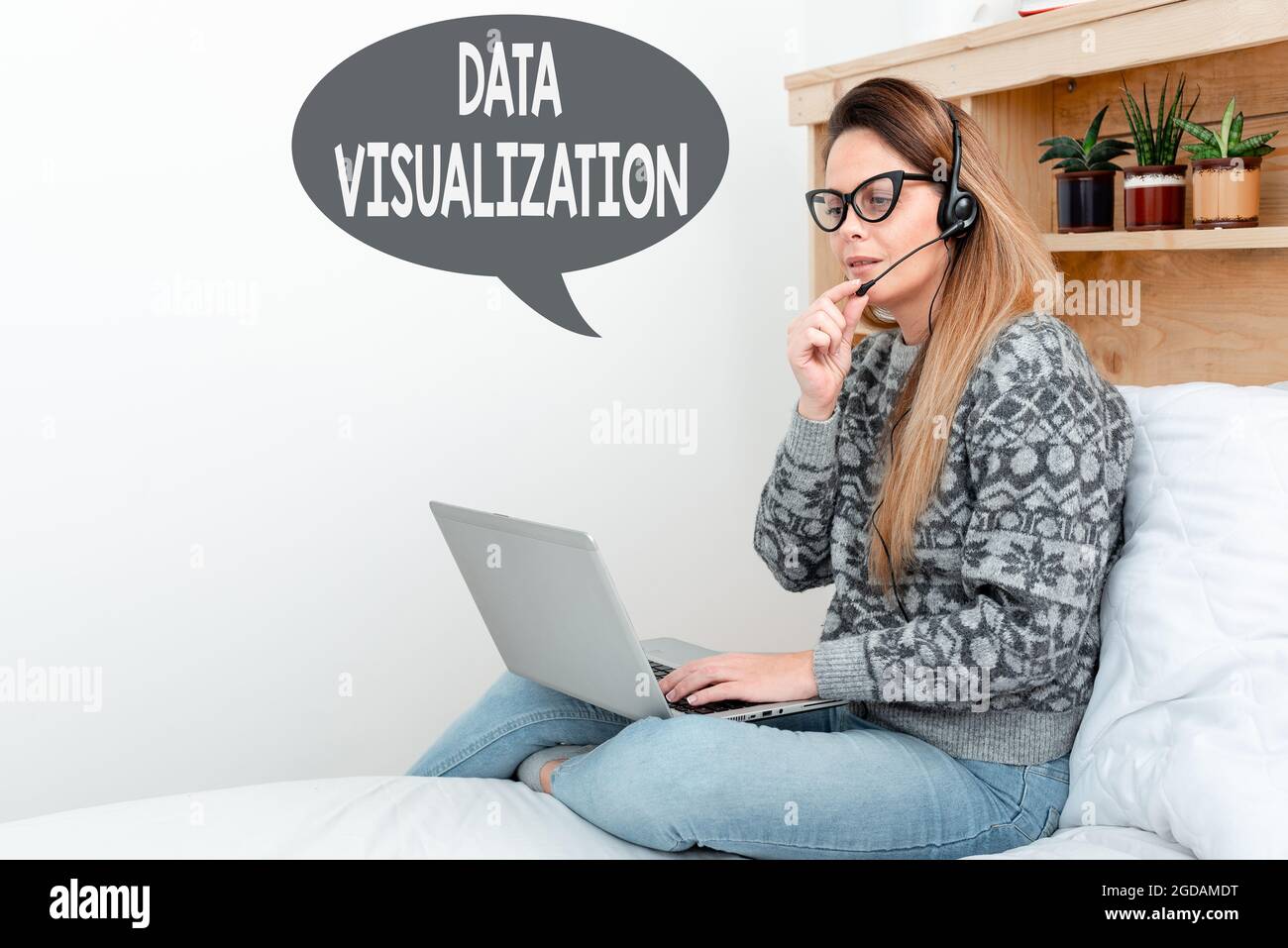 Text caption presenting Data Visualization. Concept meaning ...