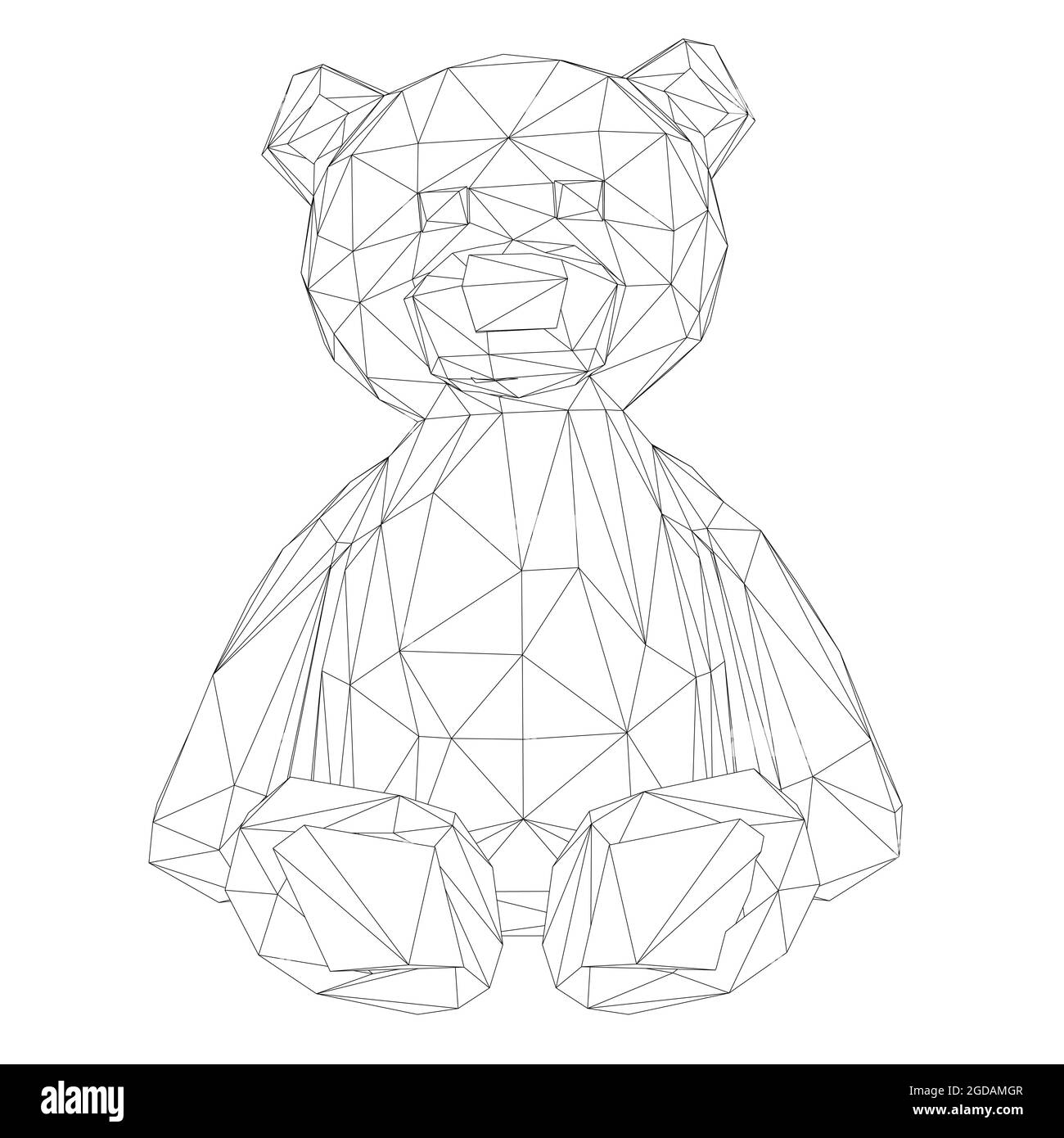 Wireframe low poly teddy bear isolated on white background. 3D. Vector ...