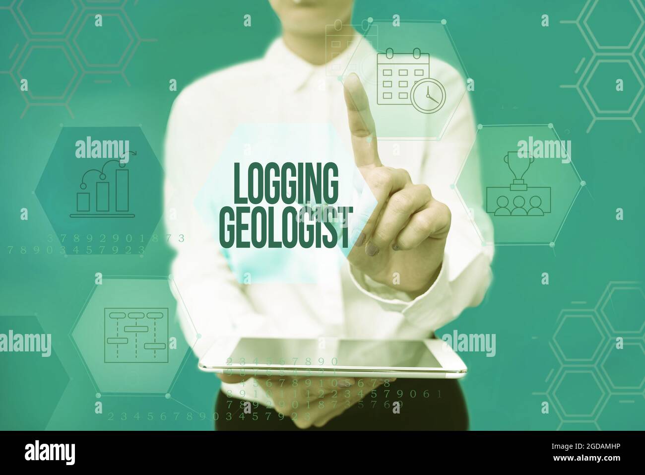 Hand writing sign Logging Geologist. Word Written on Layout and ...