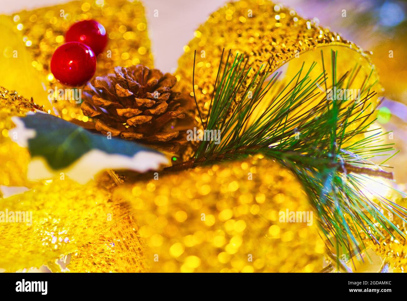 Christmas tree decoration close up macro detail bright colours macro ...