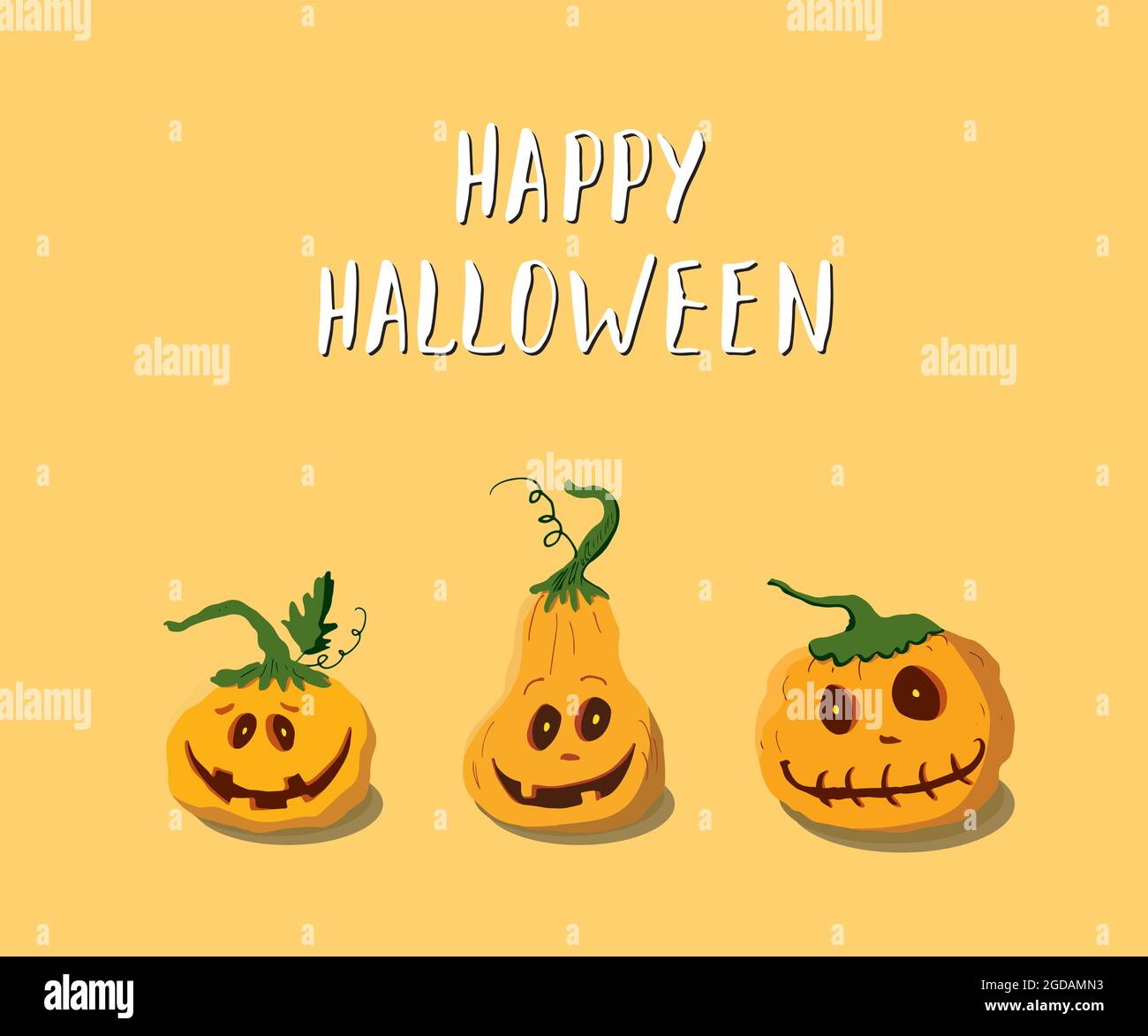Halloween greeting card. Cute pumpkins, party invitation or holiday ...