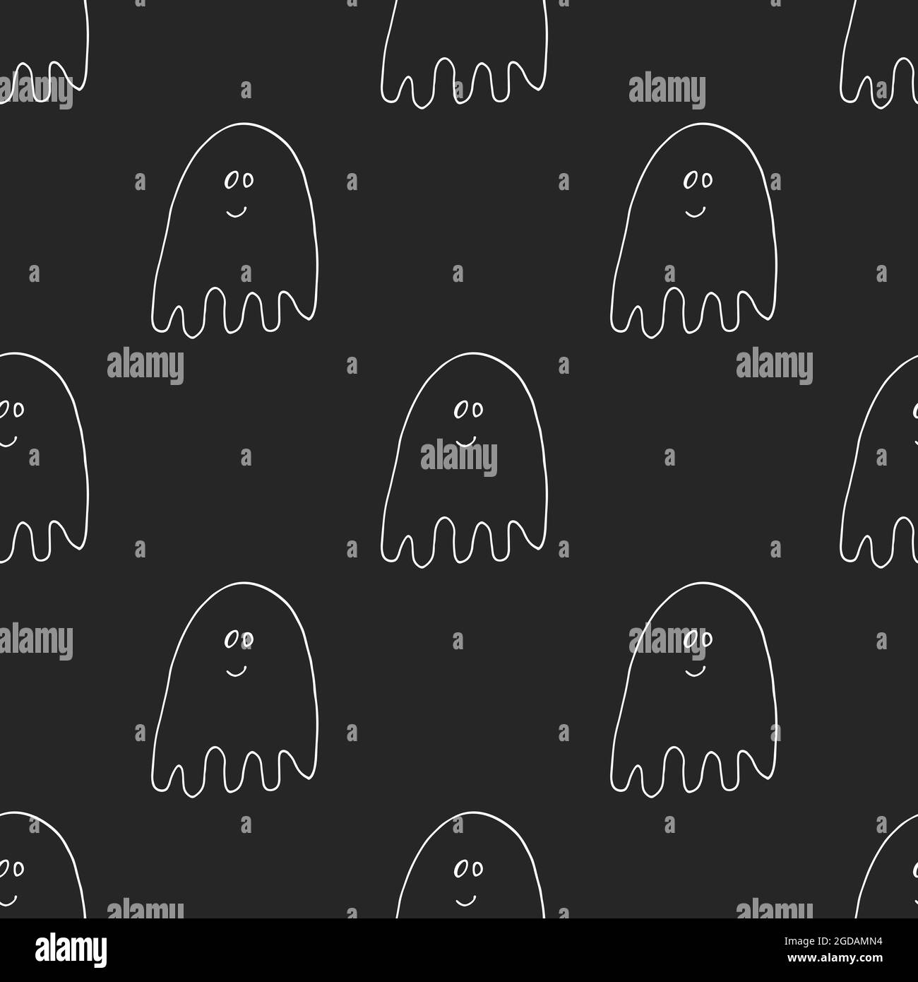 Cute ghost seamless pattern design. Halloween holiday, cartoon background, vector illustration ...