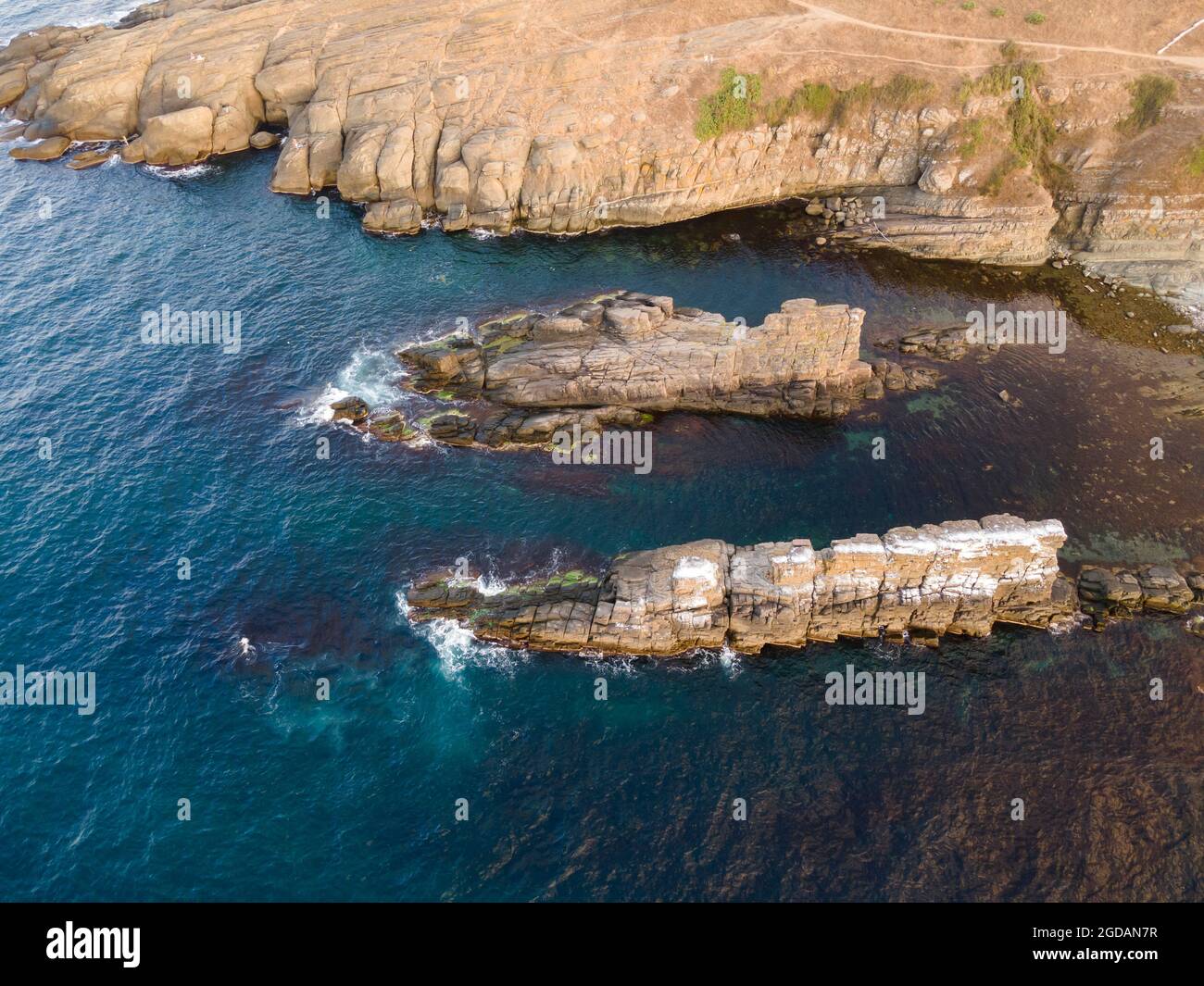 Aerial view of rock formations The ships (Korabite) near Sinemorets ...