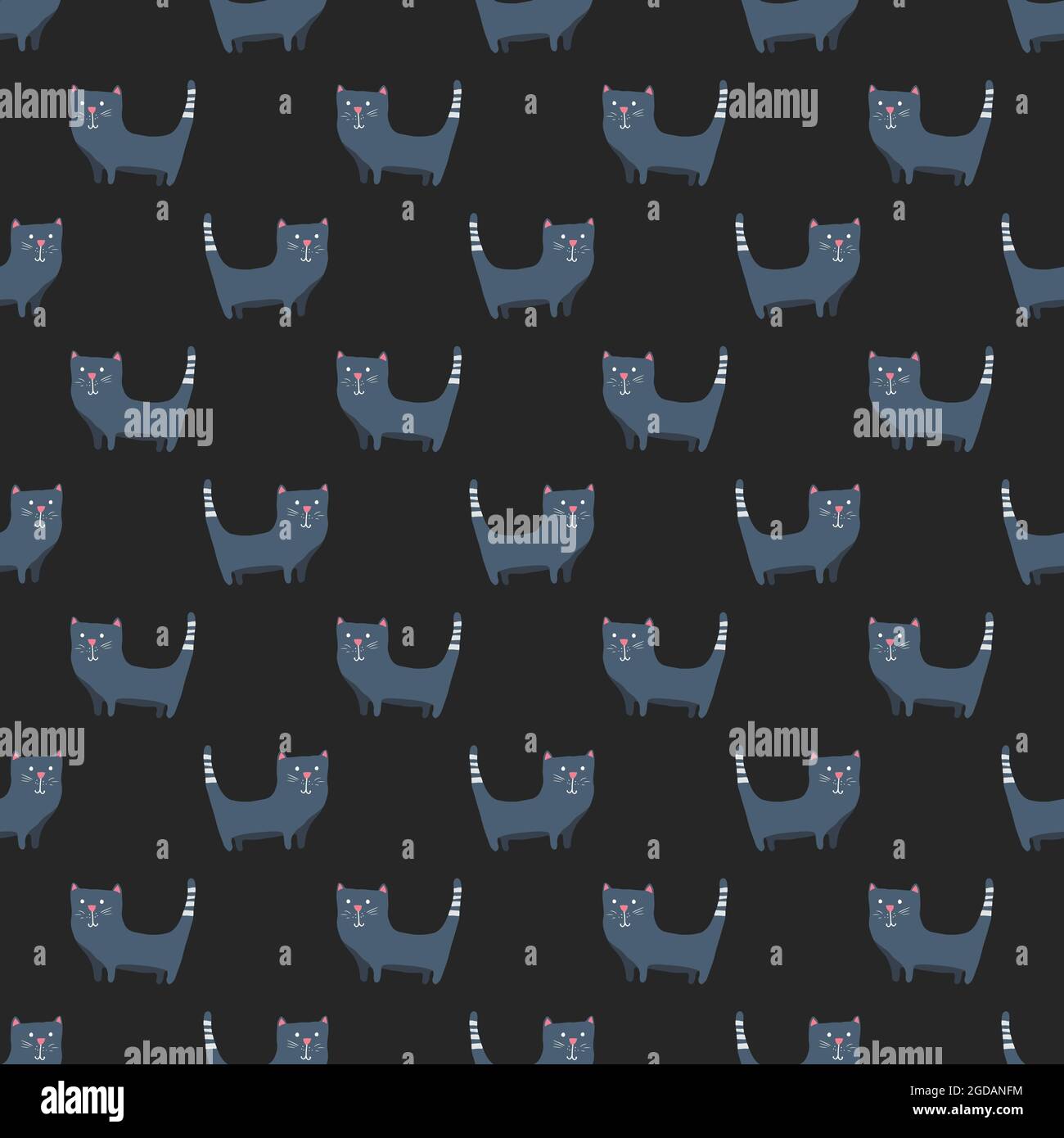 Cute cat seamless pattern. Cartoon cats background design, vector ...
