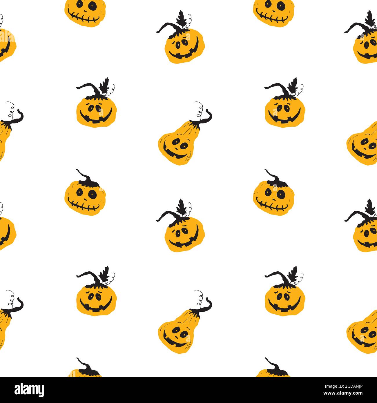 Halloween pumpkin seamless pattern. Cute cartoon pumpkins, holiday background design, vector ...