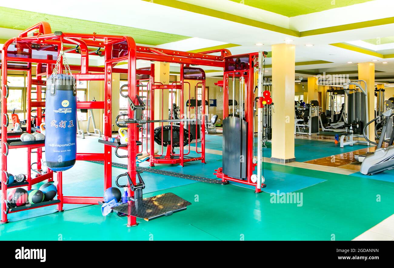 Empty fitness gym background Stock Photo - Alamy