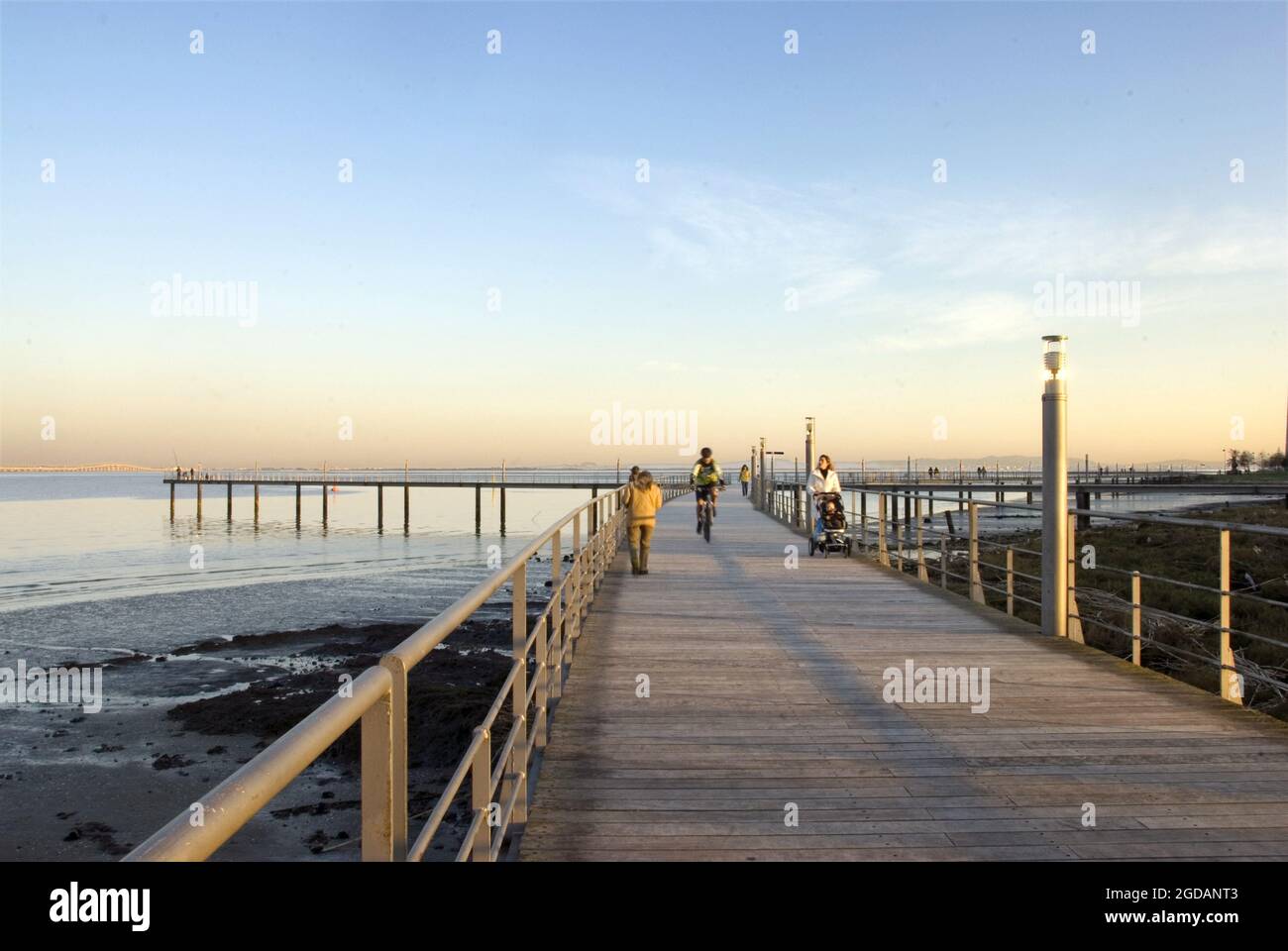 LISBOA, PORTUGAL - Mar 11, 2010: A morning walk on the Tagus river ...