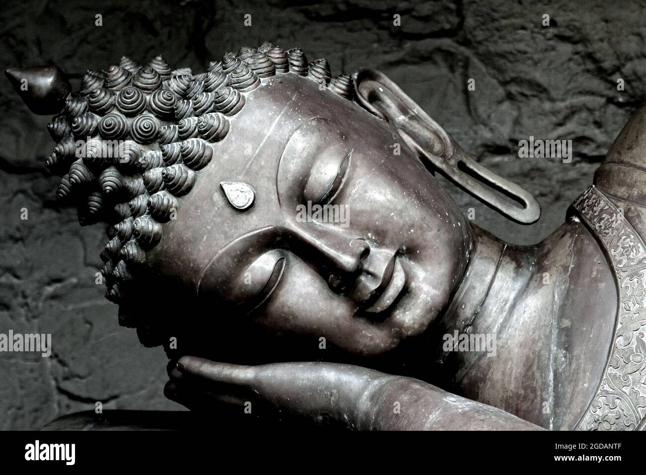 Closeup shot of a lying Buddha statue face Stock Photo - Alamy