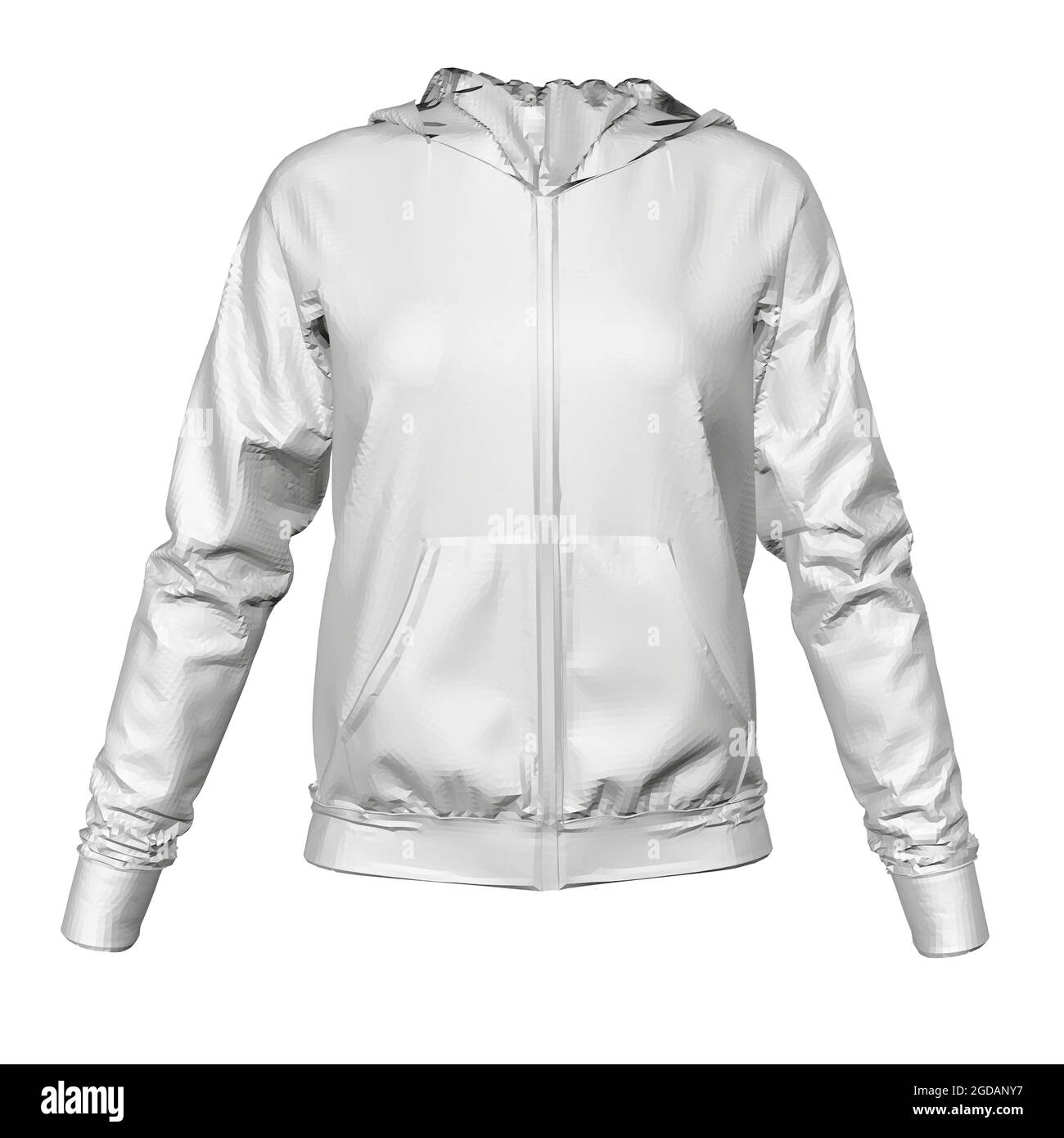 Sports white jacket with pockets isolated on a white background. 3D ...