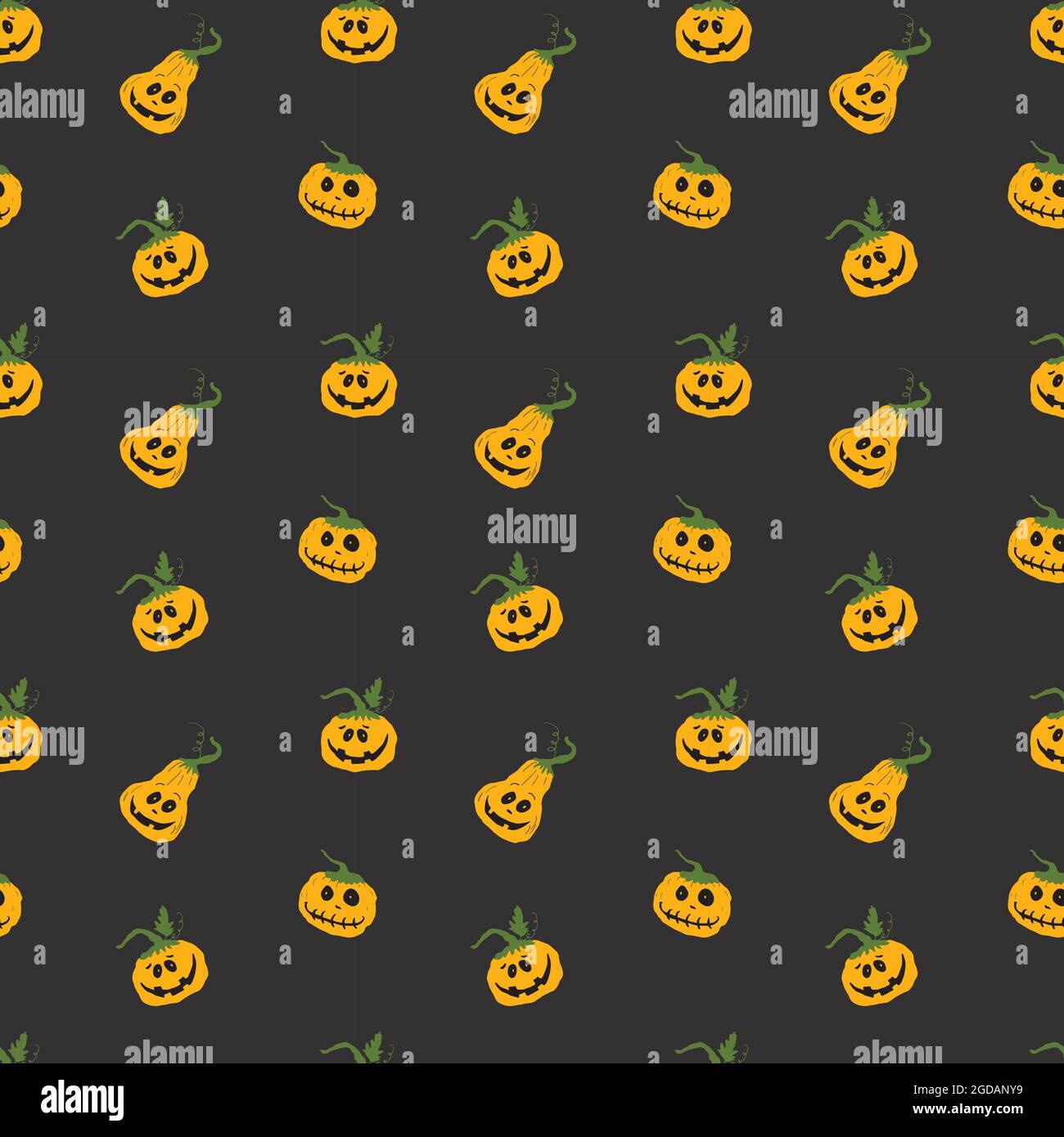Halloween pumpkin seamless pattern. Cute cartoon pumpkins, holiday background design, vector ...