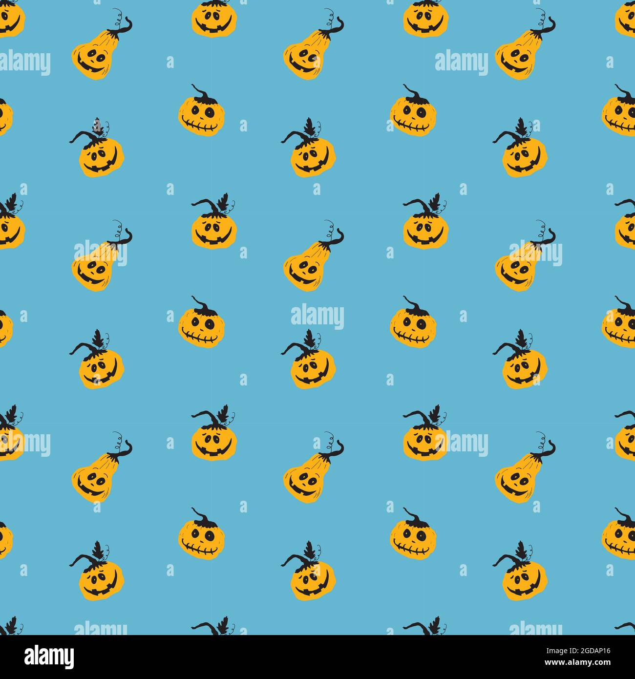 Halloween pumpkin seamless pattern. Cute cartoon pumpkins, holiday background design, vector ...