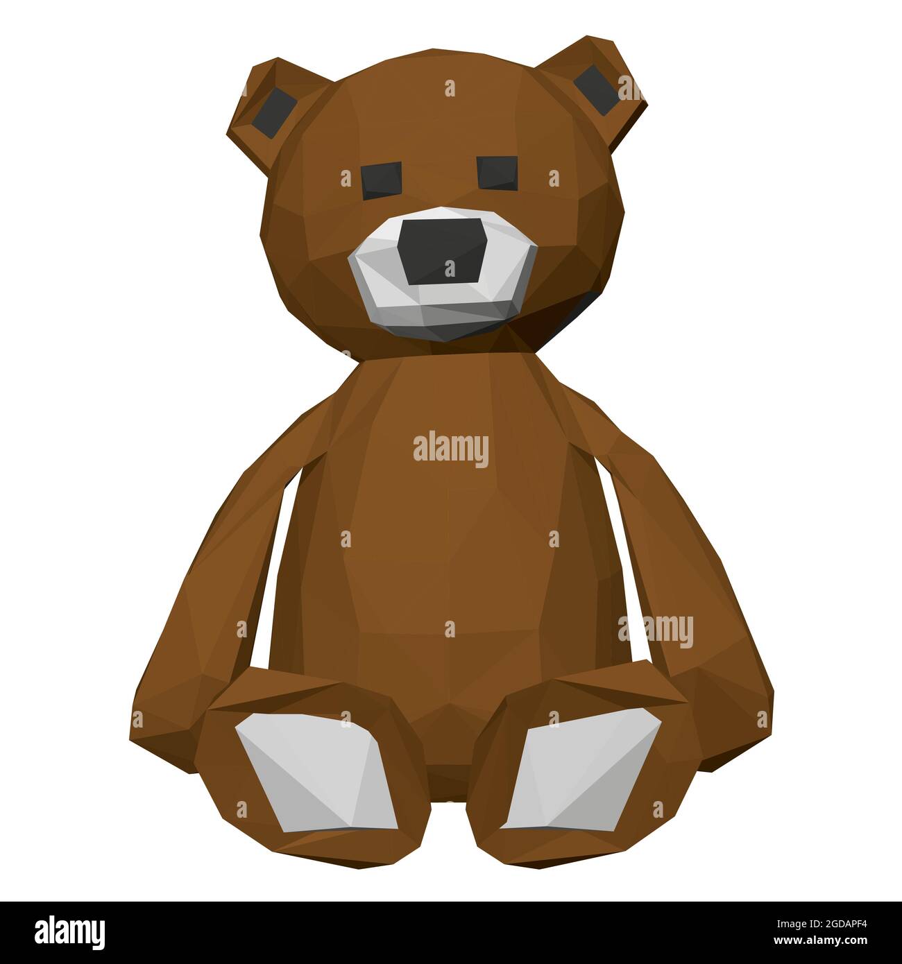 Low poly brown teddy bear isolated on white background. 3D. Vector ...