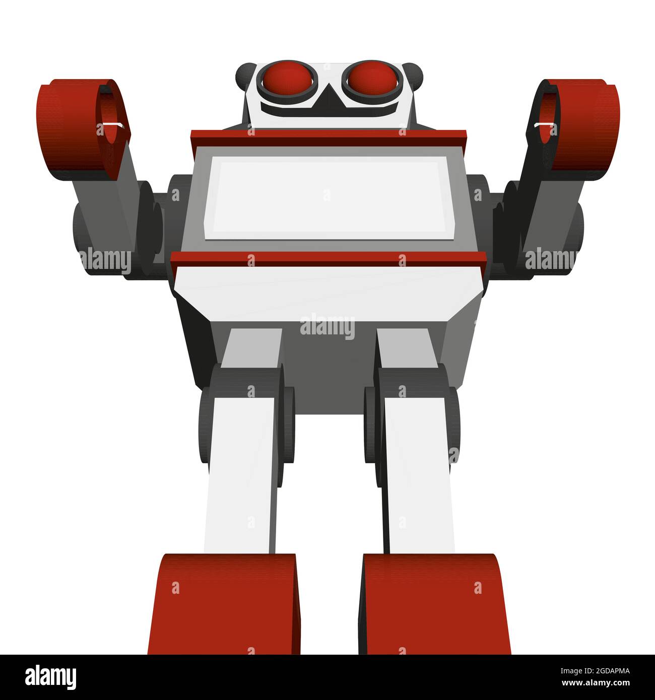 Toy robot isolated on white background. 3D. Front view. Vector ...