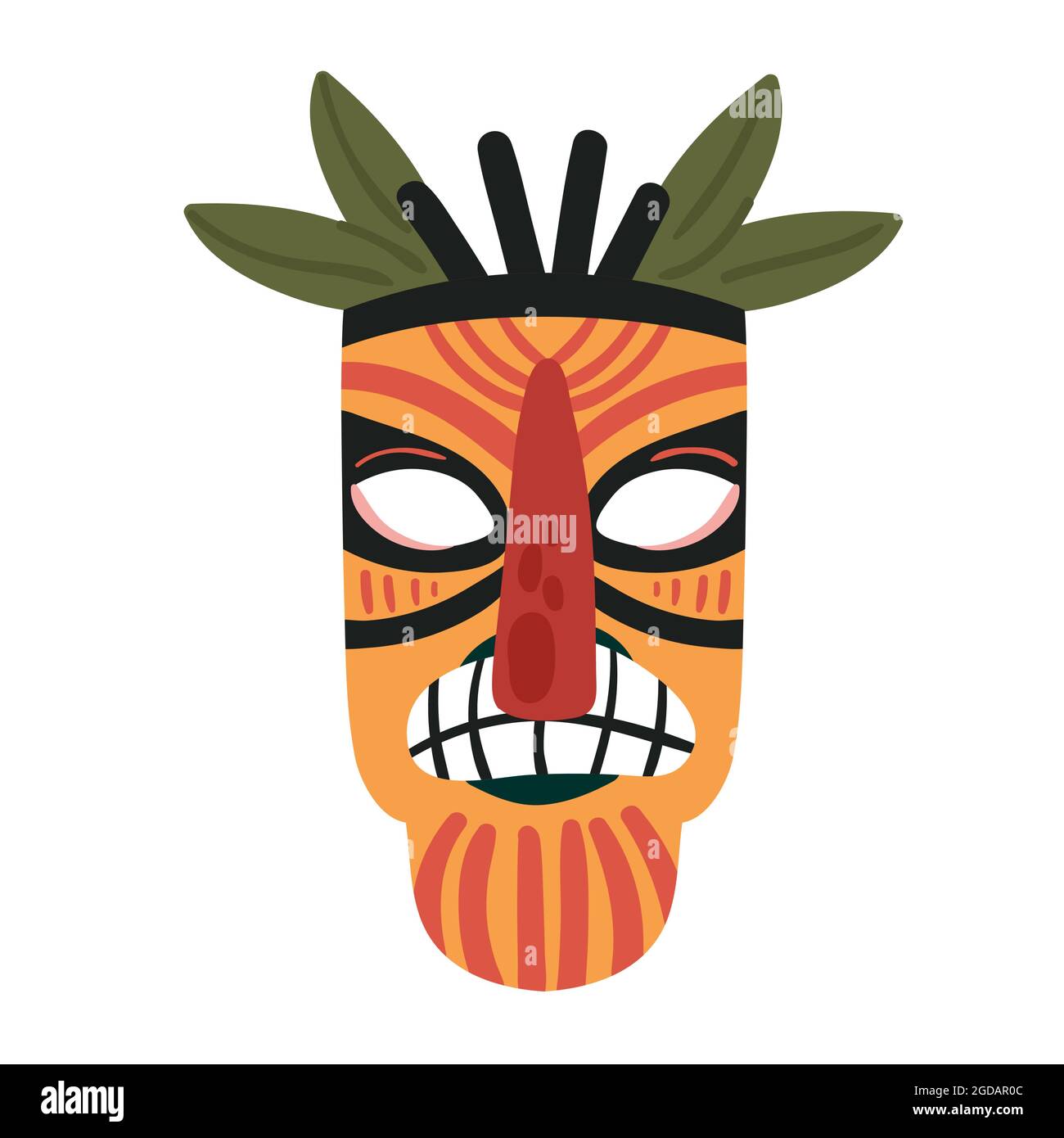 Tiki mask, colorful ethnic scary totem for traditional tribe ceremony ...