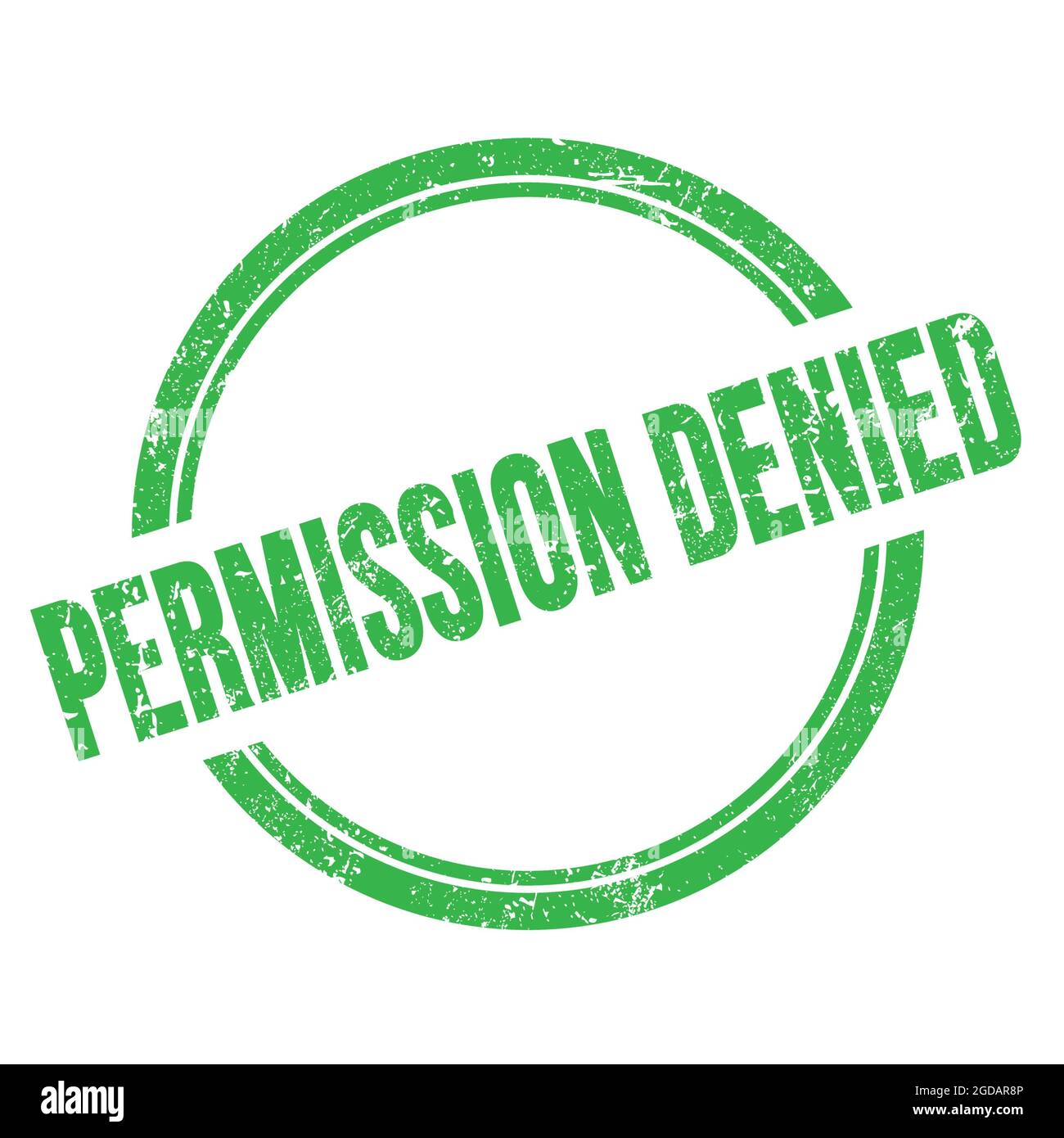 PERMISSION DENIED text written on green grungy vintage round stamp ...