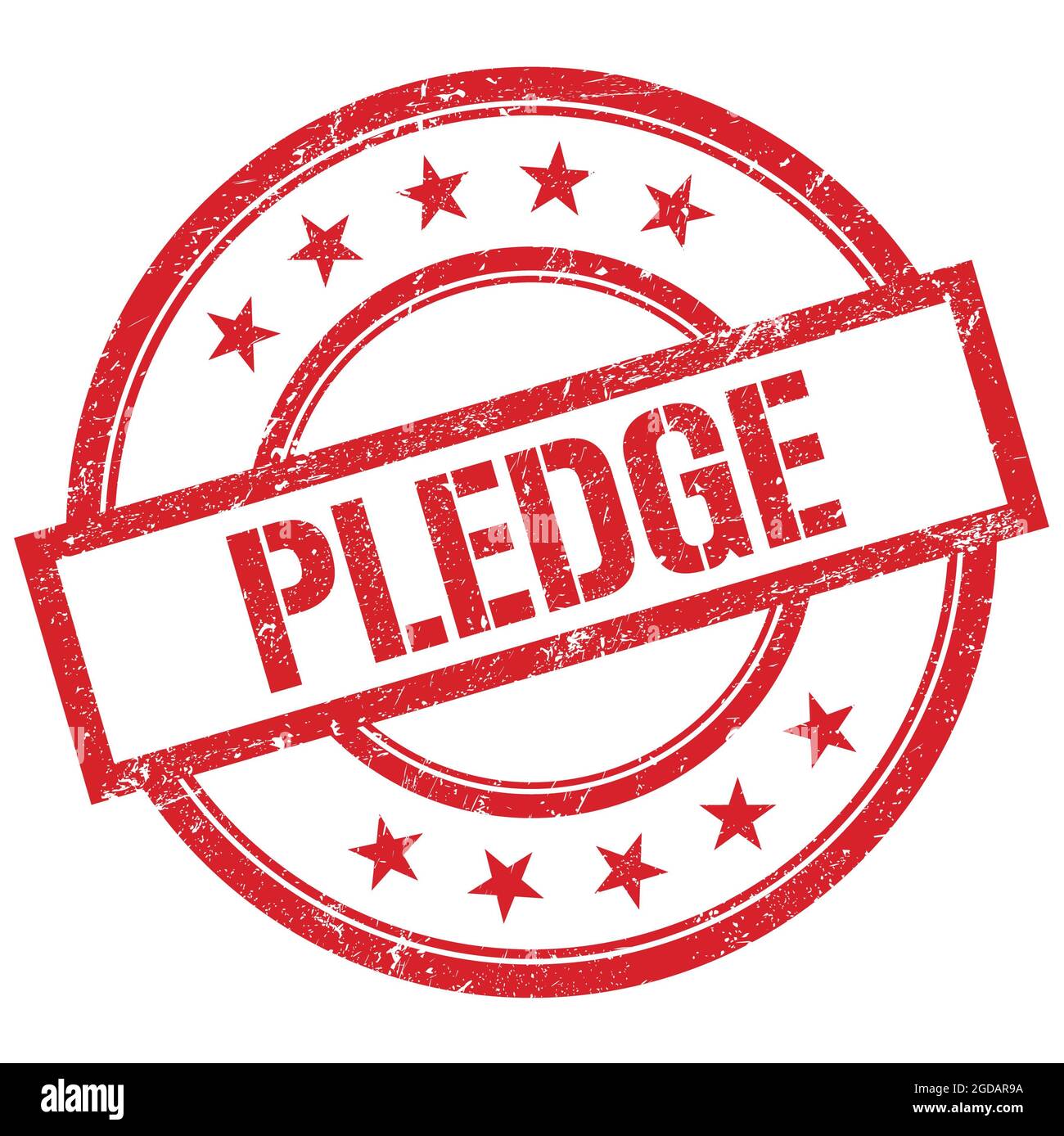 PLEDGE text written on red round vintage rubber stamp Stock Photo - Alamy