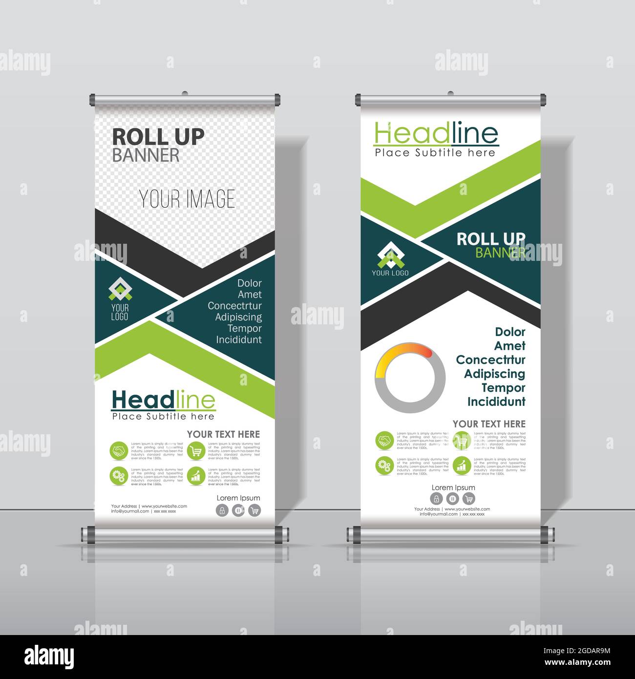 Lime Green, Deep Turquoise,Roll up Banner Design, Business Abstract ...