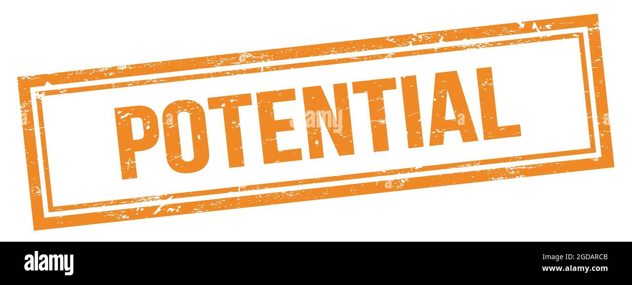 POTENTIAL text on orange grungy vintage rectangle stamp Stock Photo - Alamy