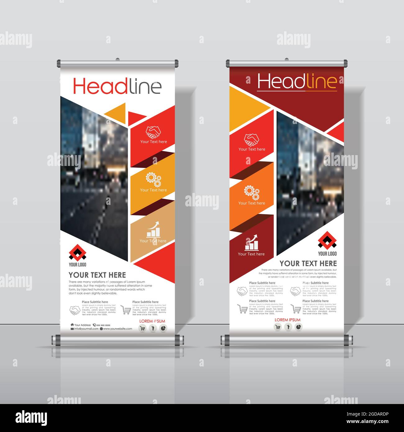 Red, Orange, Dark Color, Roll up Banner Design, Business Abstract ...