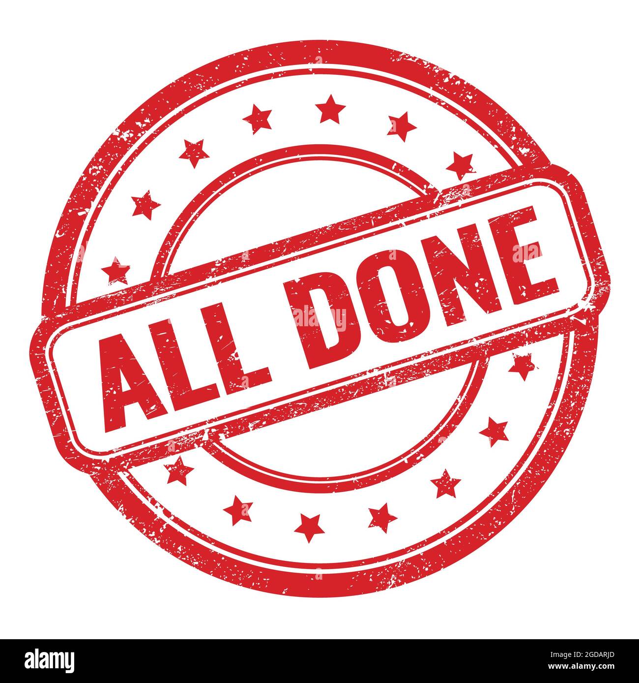 ALL DONE text on red grungy vintage round rubber stamp Stock Photo - Alamy
