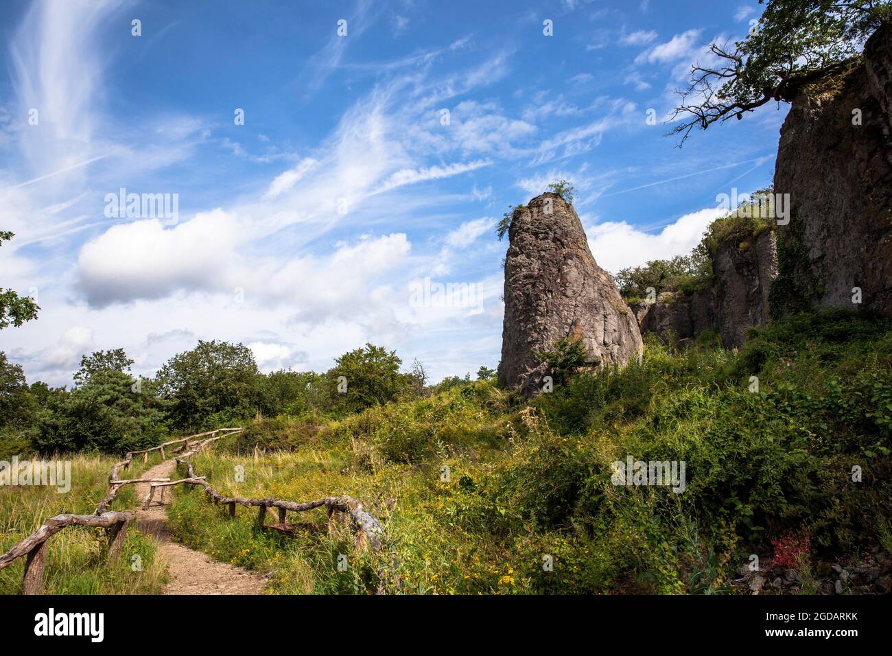 rock pillar of the Stenzelberg mountain in the Siebengebirge hill range ...