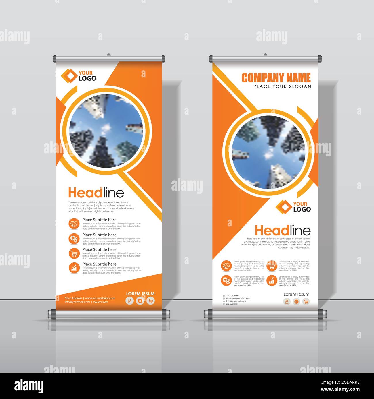 Orange, Roll up Banner Design, Business Abstract Vertical Template ...