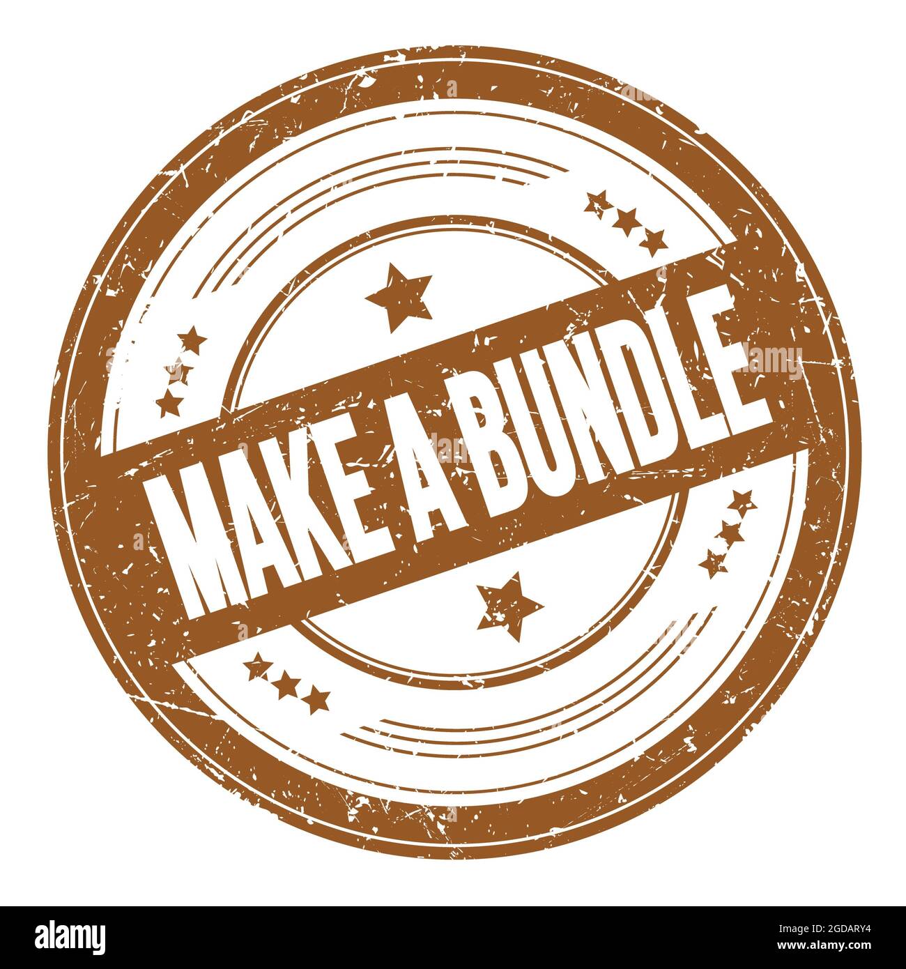 MAKE A BUNDLE text on brown round grungy texture stamp Stock Photo - Alamy