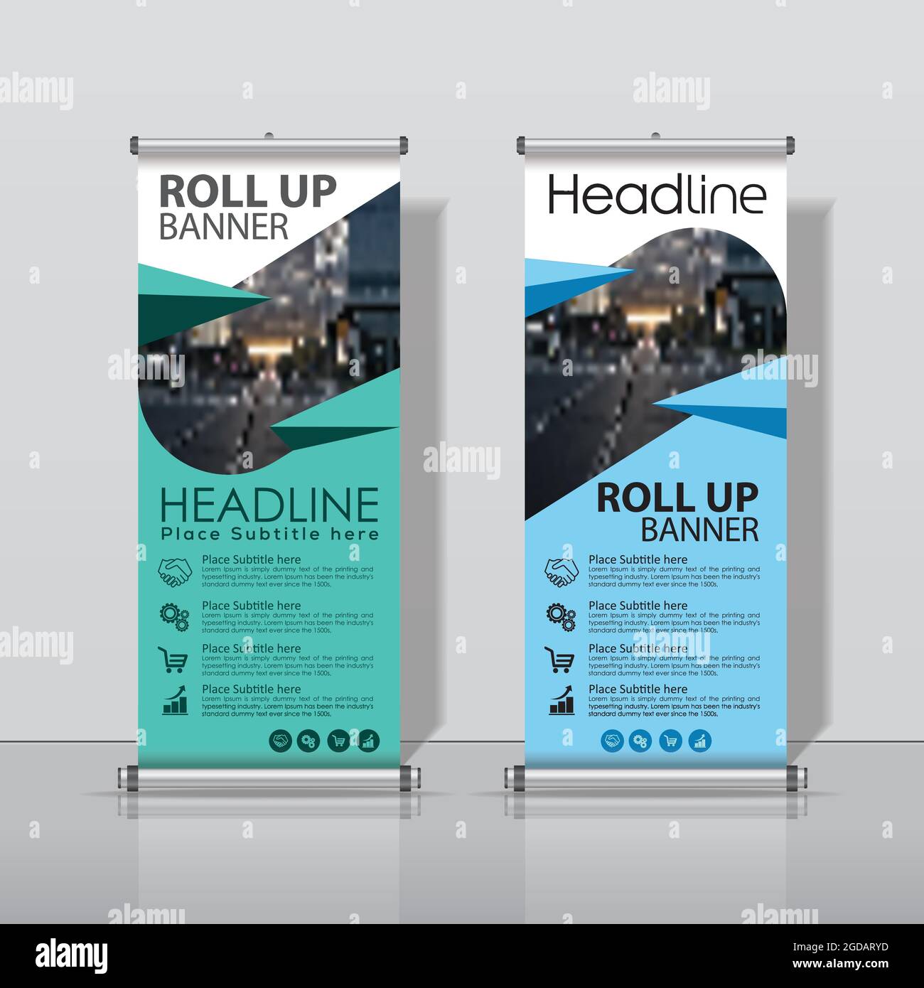Turquoise, Blue, Roll up Banner Design, Business Abstract Vertical ...