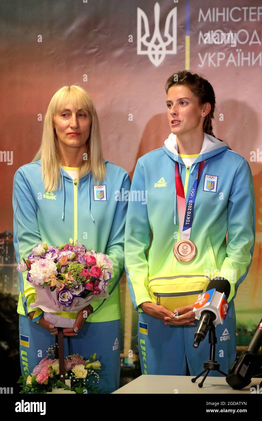 KYIV REGION, UKRAINE - AUGUST 12, 2021 - Yaroslava Mahuchikh (R) who ...