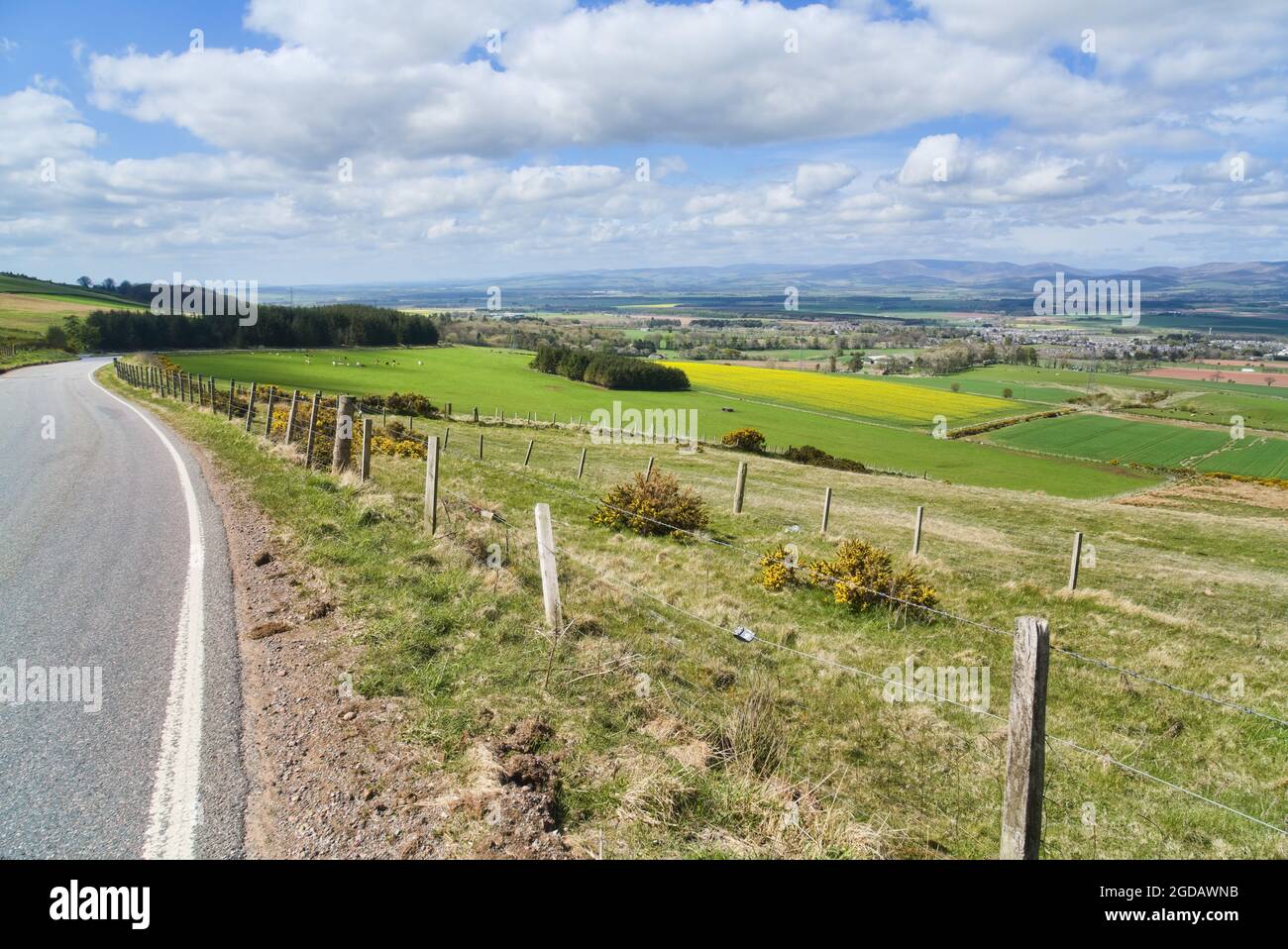 Hill of Garvock viewpoint, near Laurencekirk, looking, to, Mearns, and ...