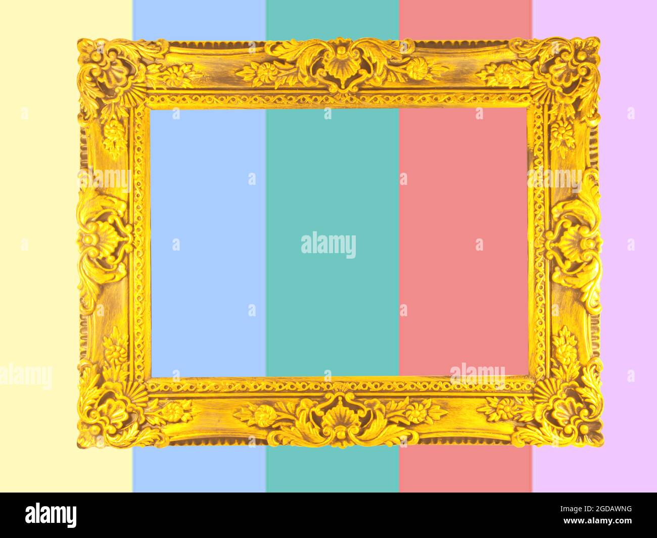 Rich Golden Frame isolated on summer color background Stock Photo - Alamy