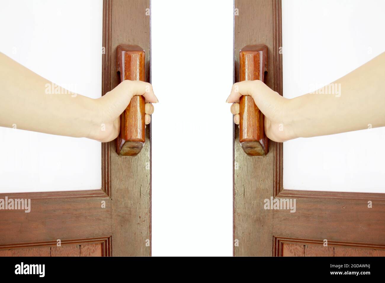 hold handle of wood door Stock Photo - Alamy
